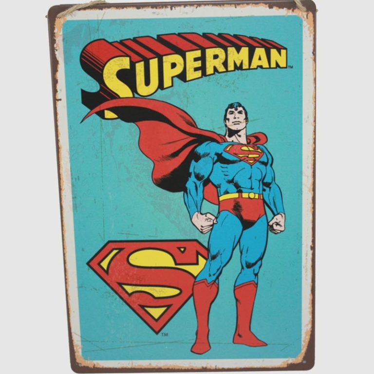 Superman Metal Sign – Blue Background