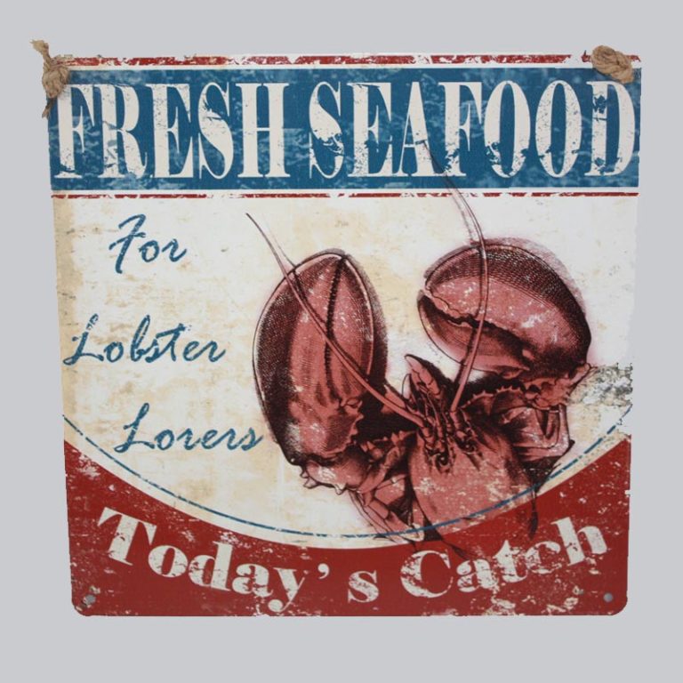 Fresh Seafood Lobster Metal Sign